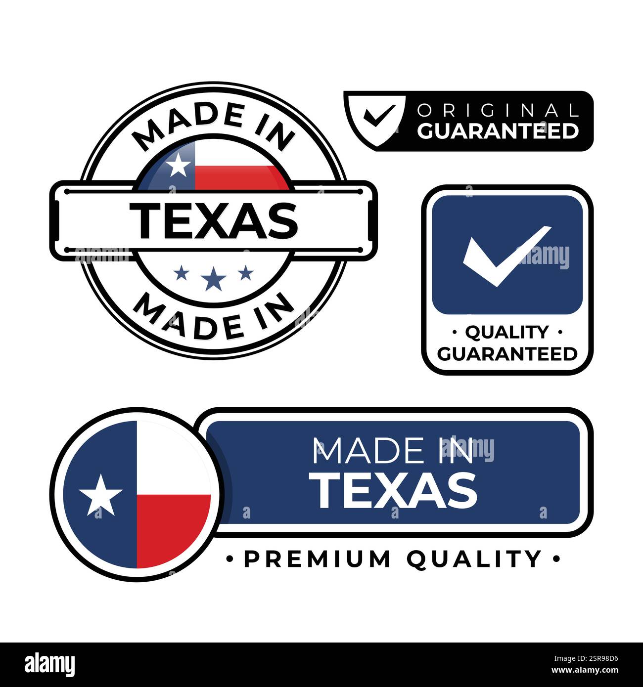 Badge bundle made in Texas label icon emblem isolated on white ...