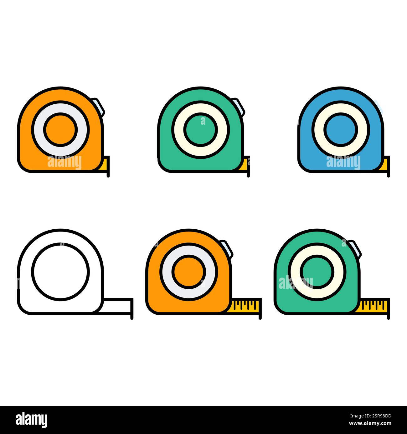 Set of Measurement tape icon, measure tool concept design symbol ...