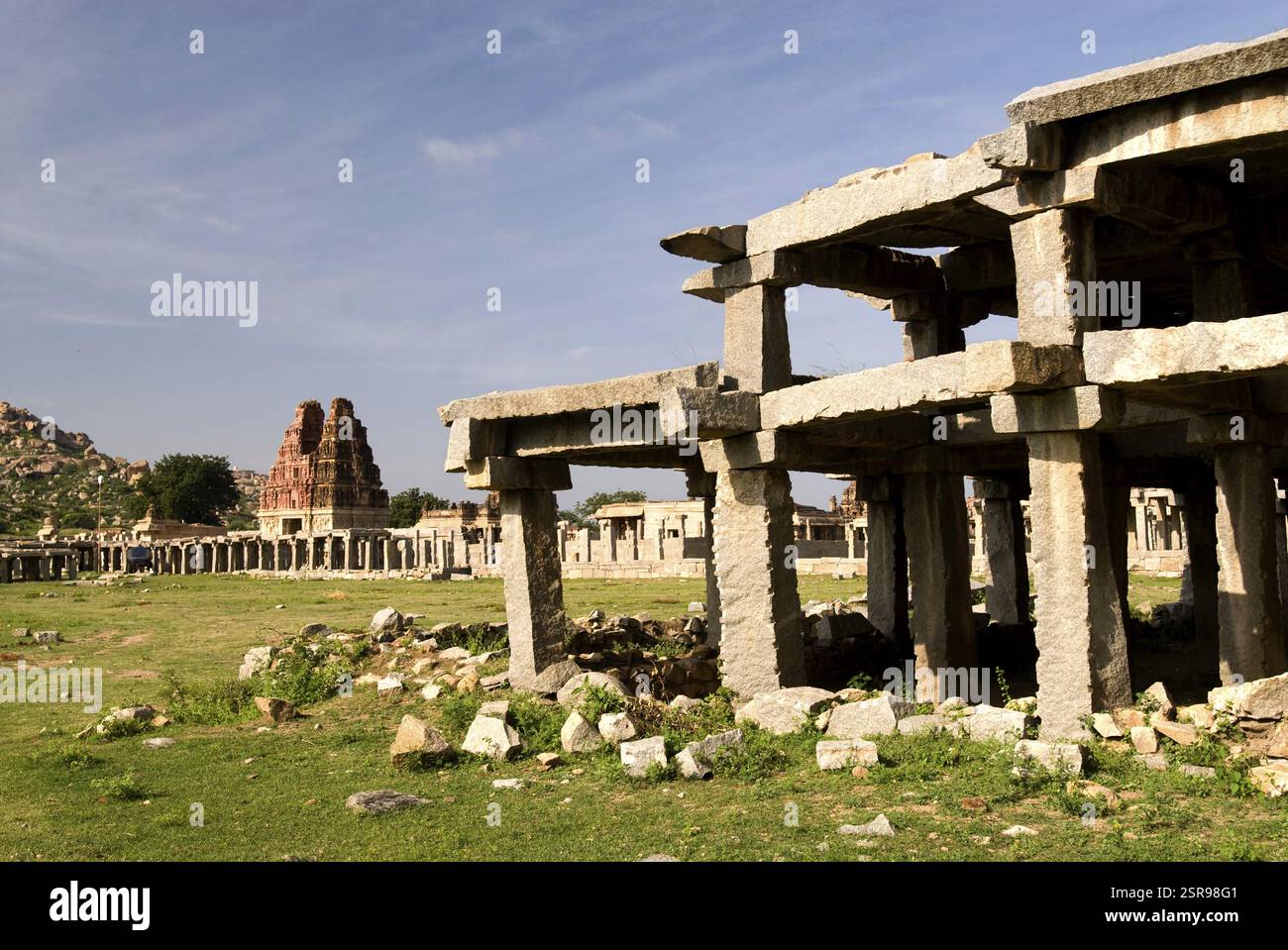 Vithala temple and pillared bazaar in 16th century, Hampi, Karnataka ...