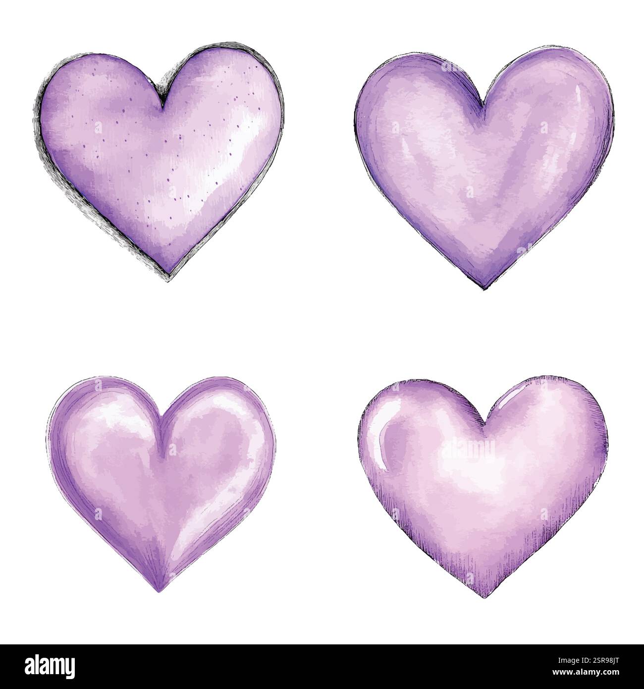 A handdrawn watercolor illustration of Heart watercolor hand-drawn ...