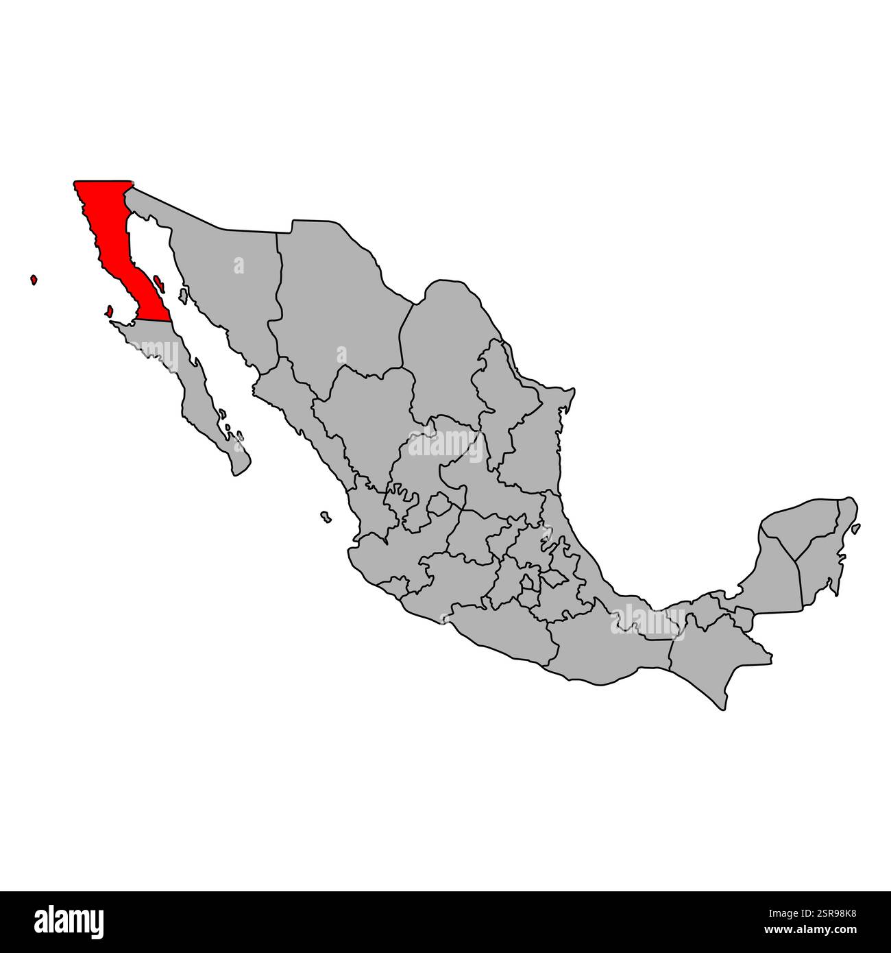 Baja California of Mexico map shape, travel web concept icon vector ...