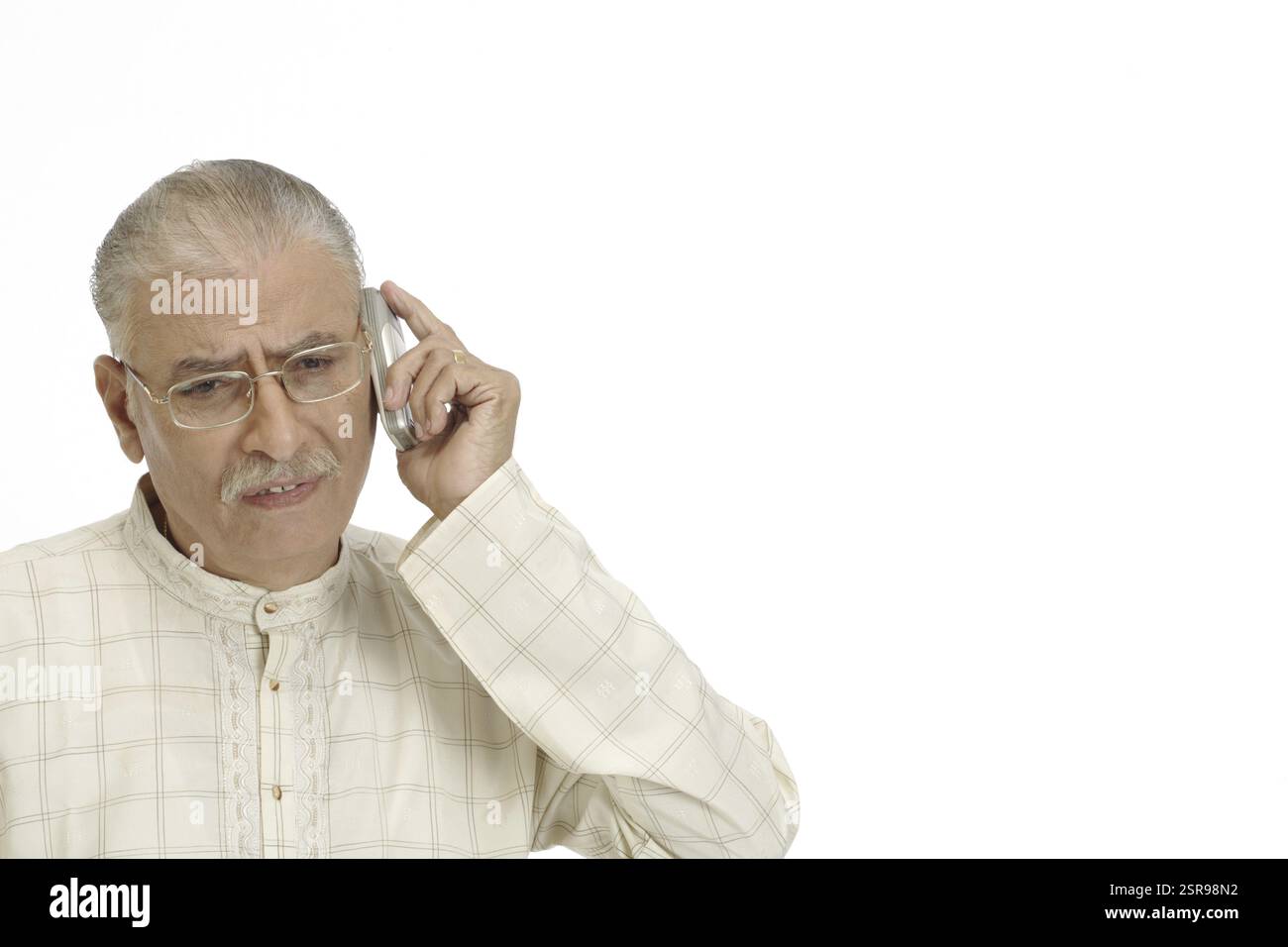 Old man speaking on mobile phone MR # 703B Stock Photo - Alamy