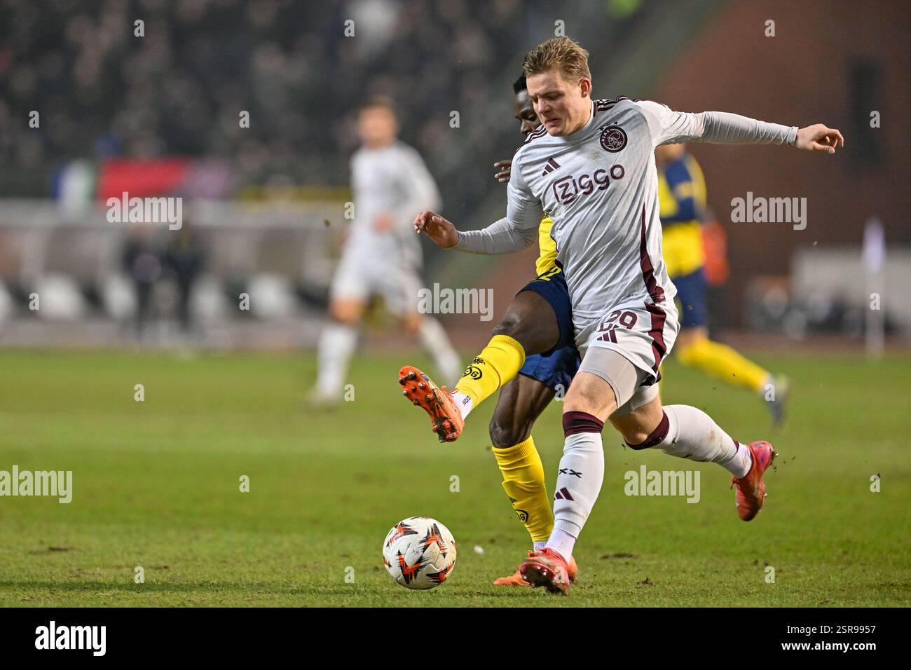 Brussel, Belgium. 13th Feb, 2025. Ousseynou Niang (22) of Union ...