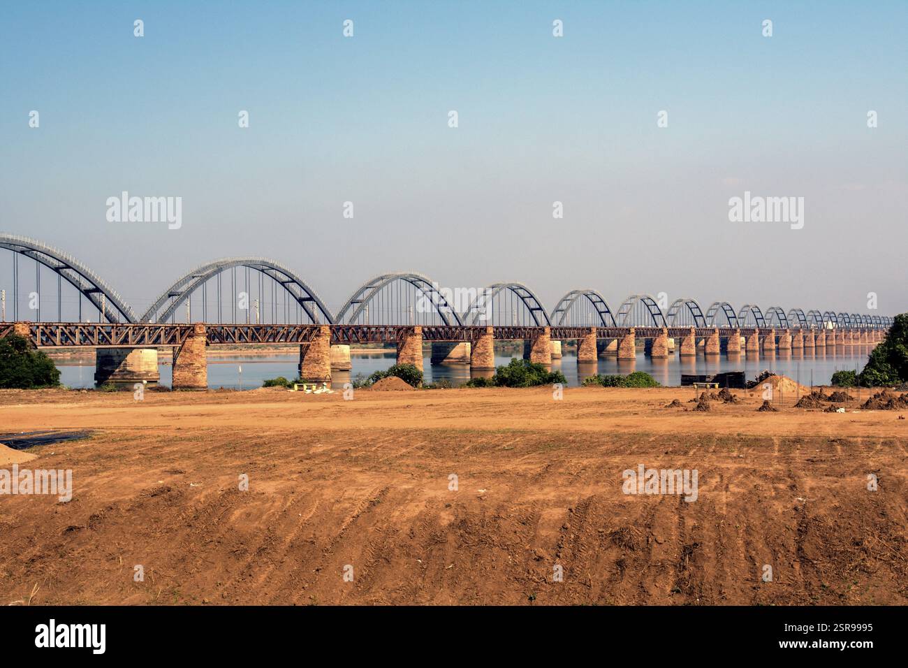 Godavari river bridge, Rajahmundry, Andhra Pradesh, India, Asia Stock ...