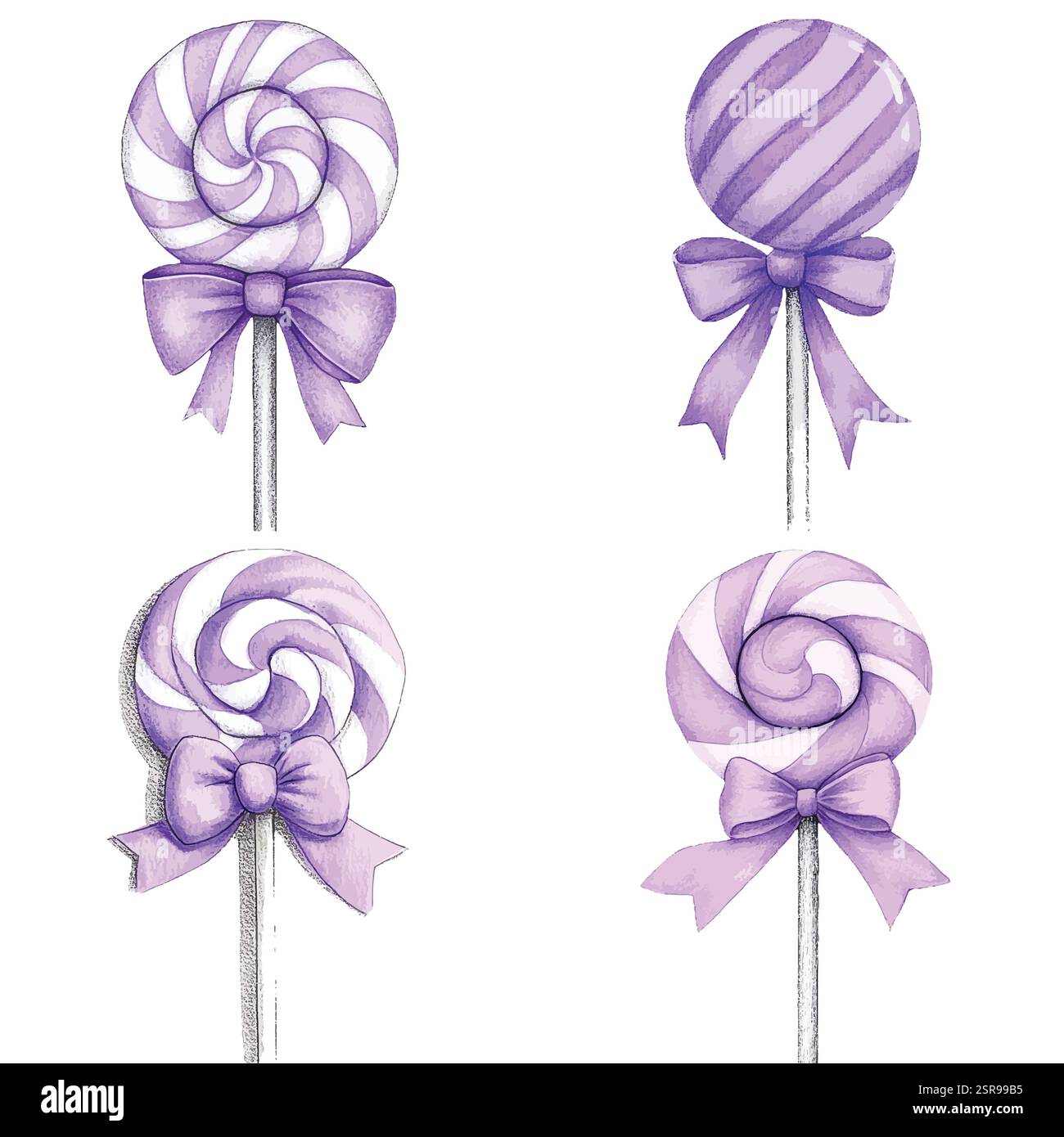 A handdrawn watercolor illustration of Watercolor Lollipop Hand Drawn ...