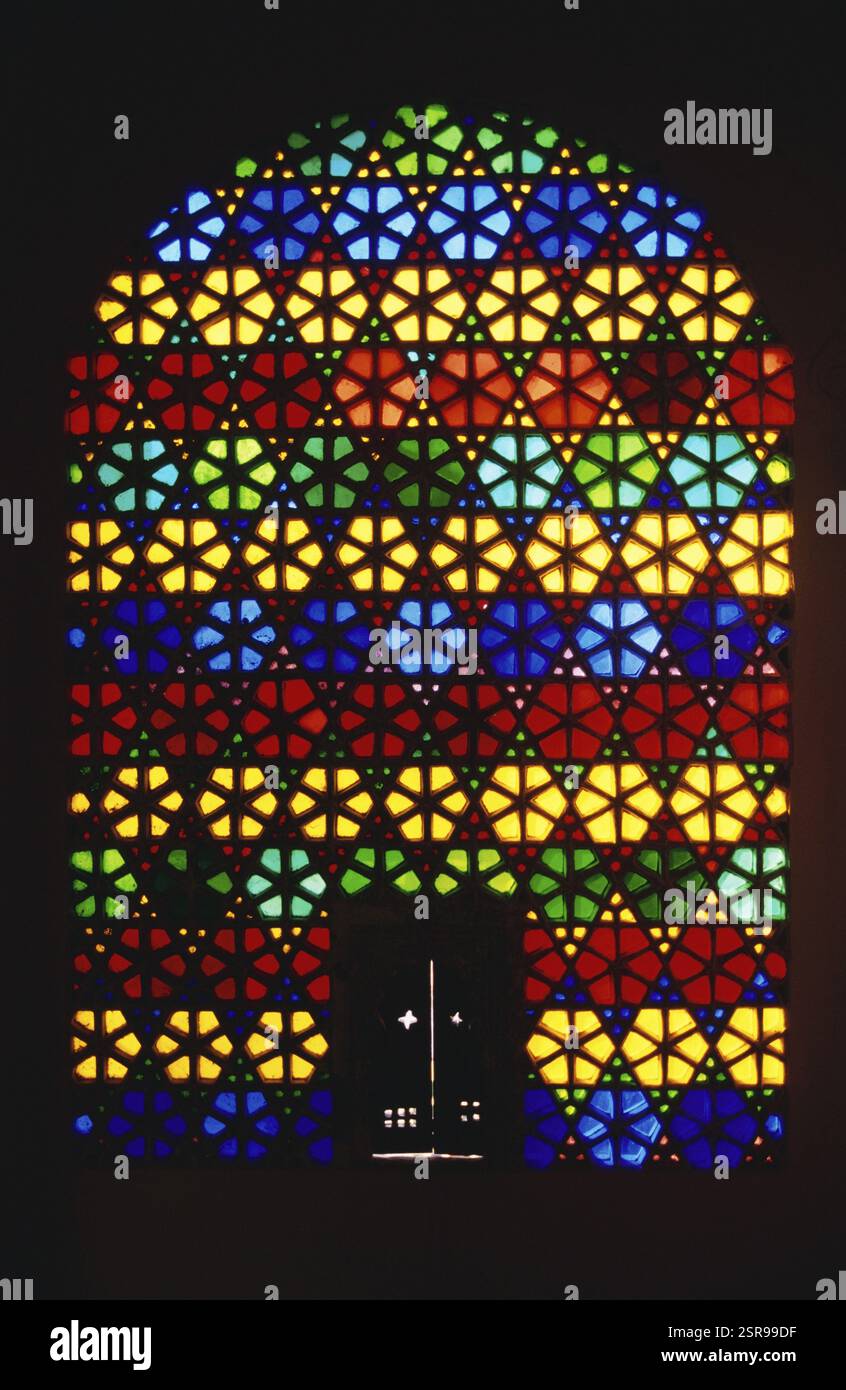 Stained glass Bhagore Ki Haveli museum, Udaipur, Rajasthan, India, Asia Stock Photo - Alamy
