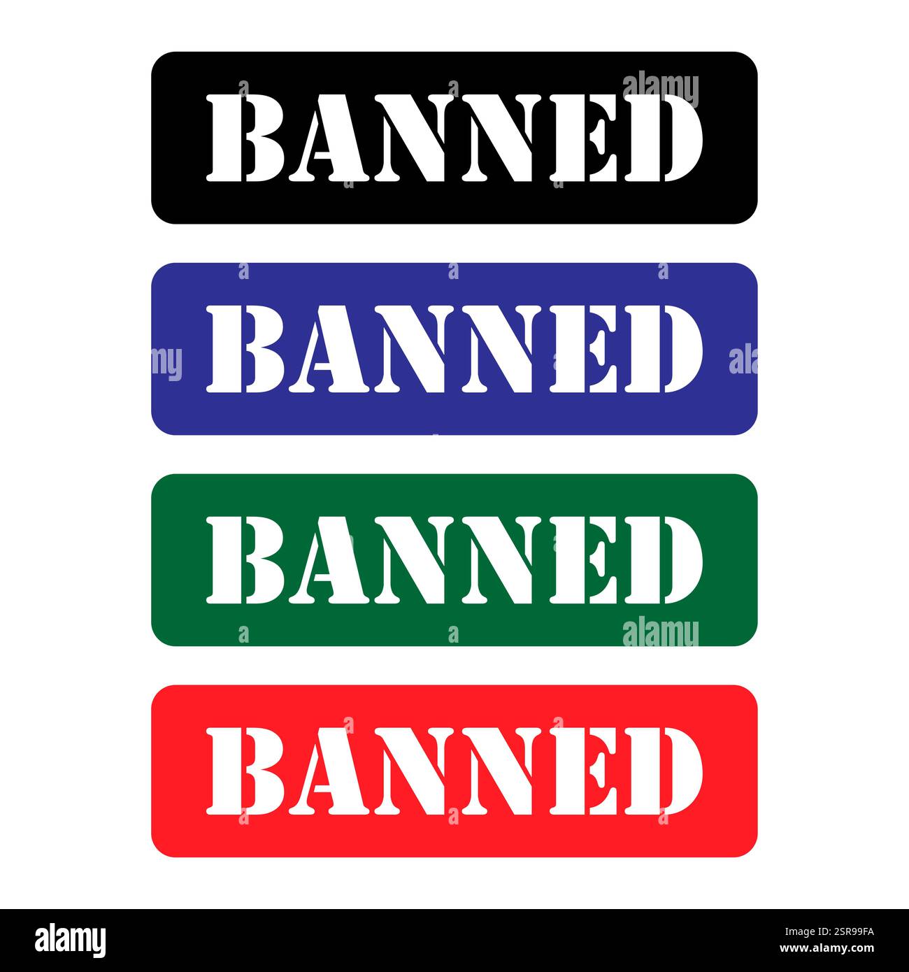 Set of Banned stamp symbol, label sticker sign button, text banner ...