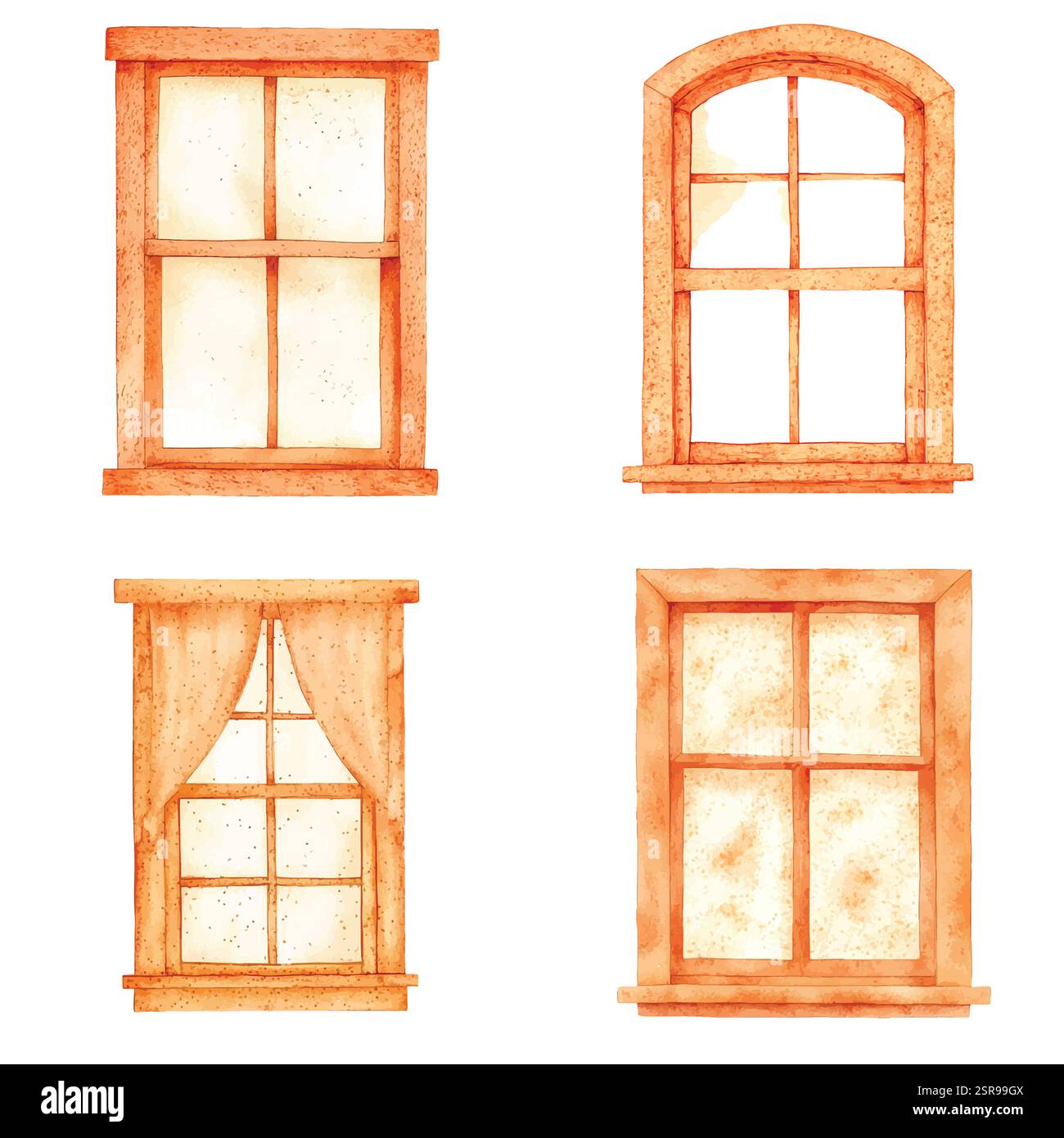 A handdrawn watercolor illustration of Window Watercolor Hand-drawn ...