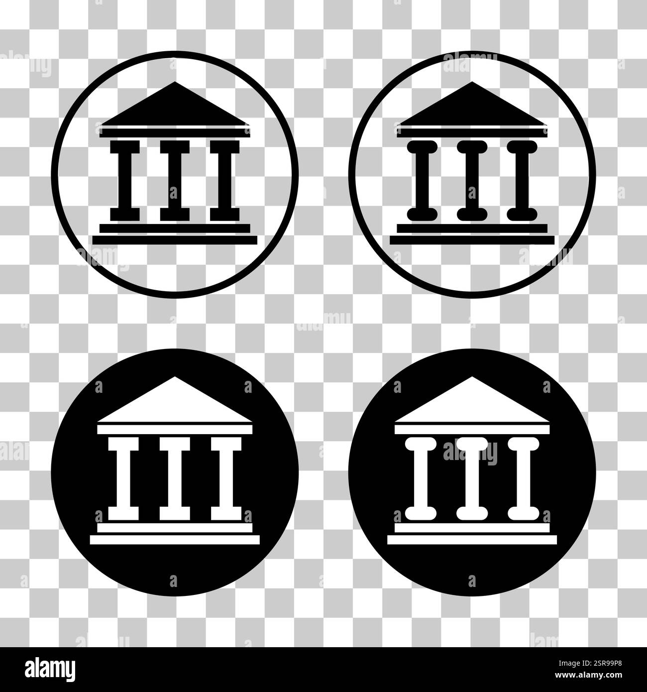 Set of university architecture icon, museum roman symbol, flat design ...