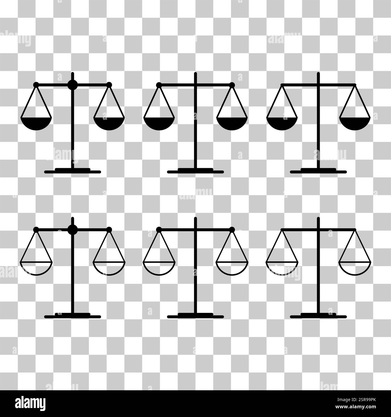 Set of Scale equal icon, lawyer crime web sign, protection balance ...