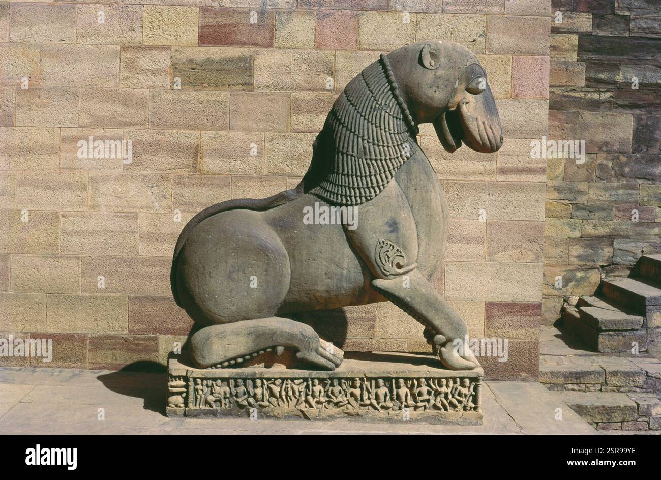 Royal emblem mythological figure, Gujari mahal, Gwalior fort, Madhya ...