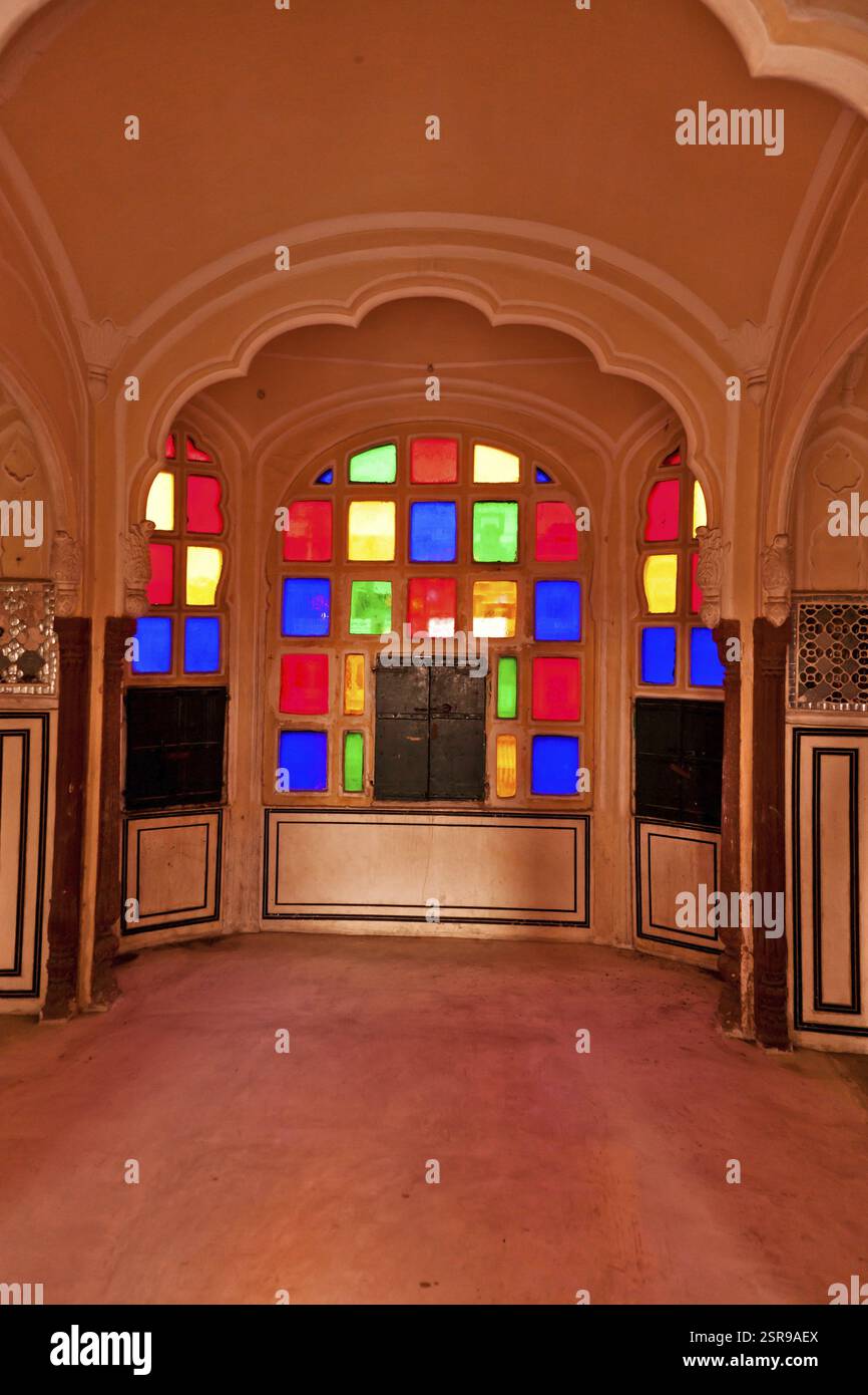 Colored Glass Windows, Ratan Mandir, Hawa Mahal, Jaipur, Rajasthan ...