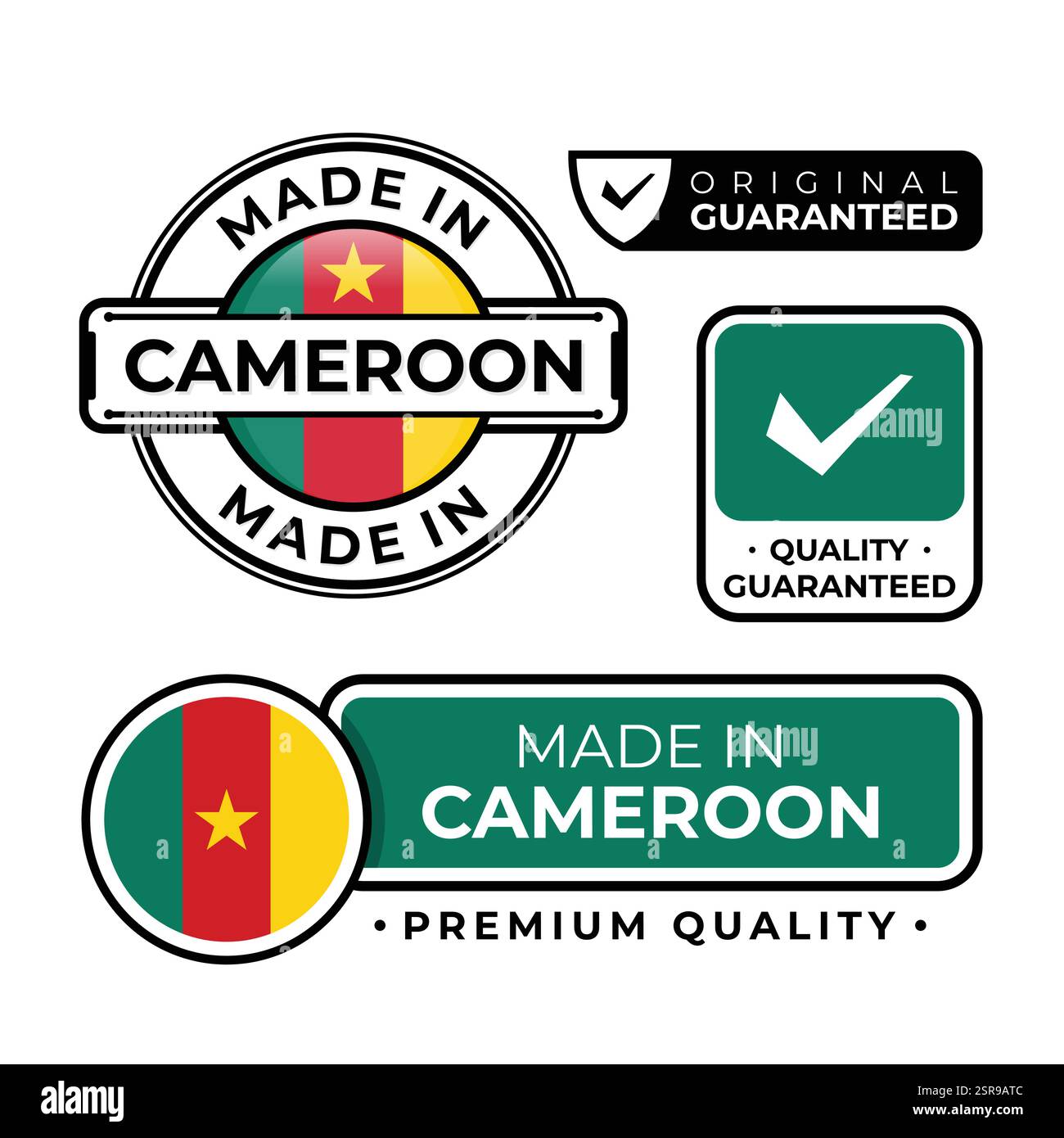 Badge bundle made in Cameroon label icon emblem isolated on white ...
