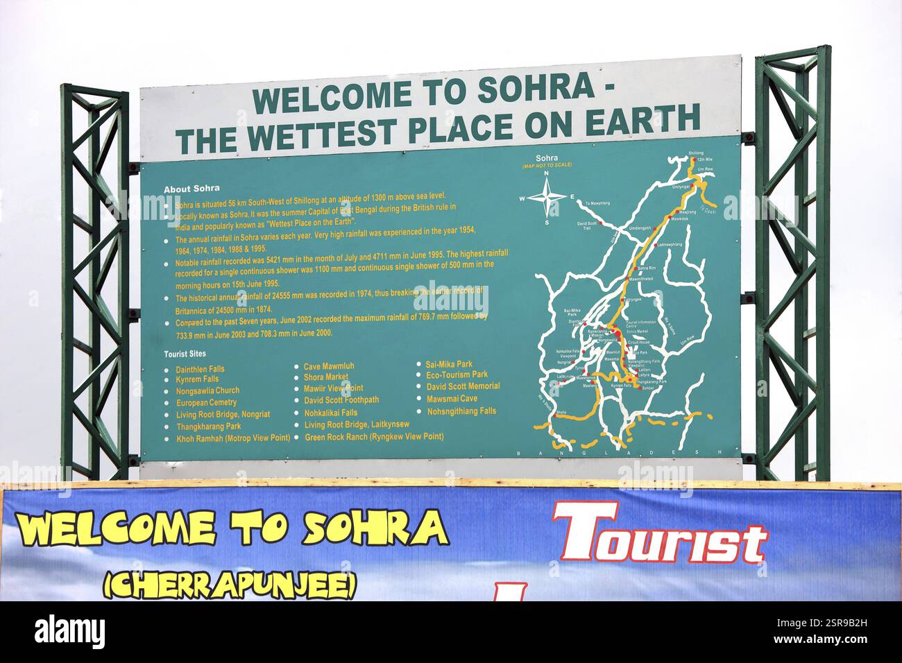 Hoarding showing tourist locations, Cherrapunji, Sohra, Meghalaya ...