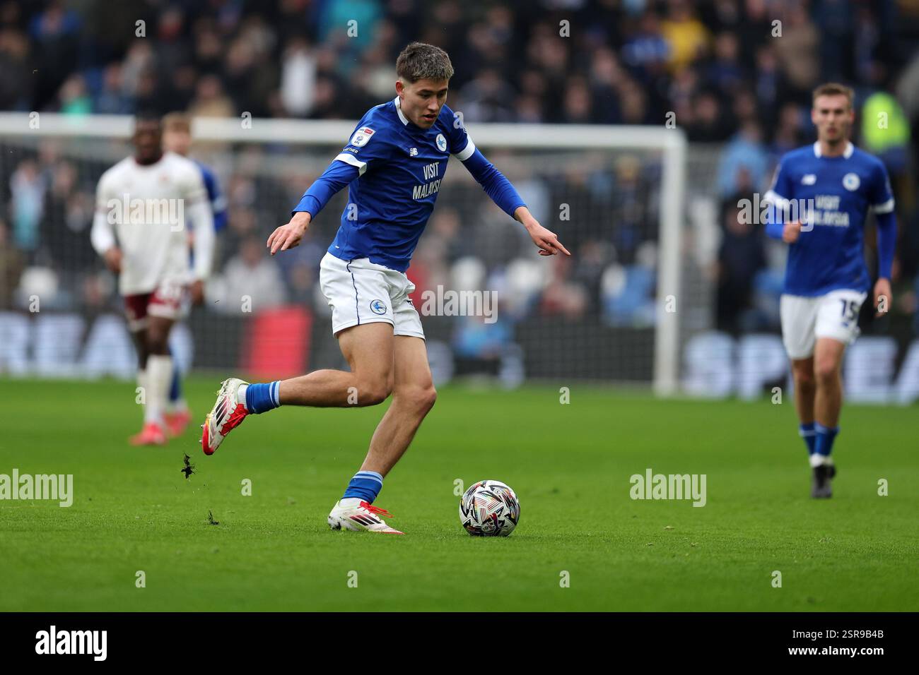 Cardiff, UK. 15th Feb, 2025. Rubin Colwill of Cardiff city in action ...