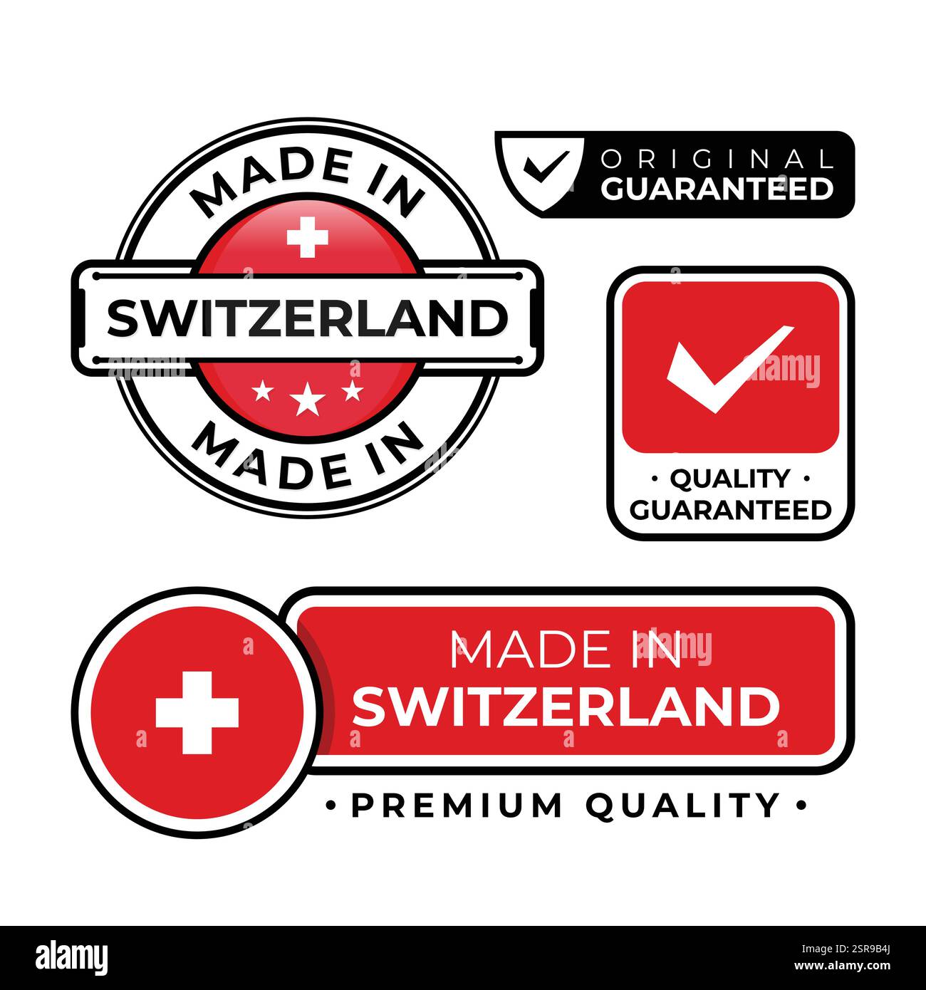 Badge bundle made in Switzerland label icon emblem isolated on white ...