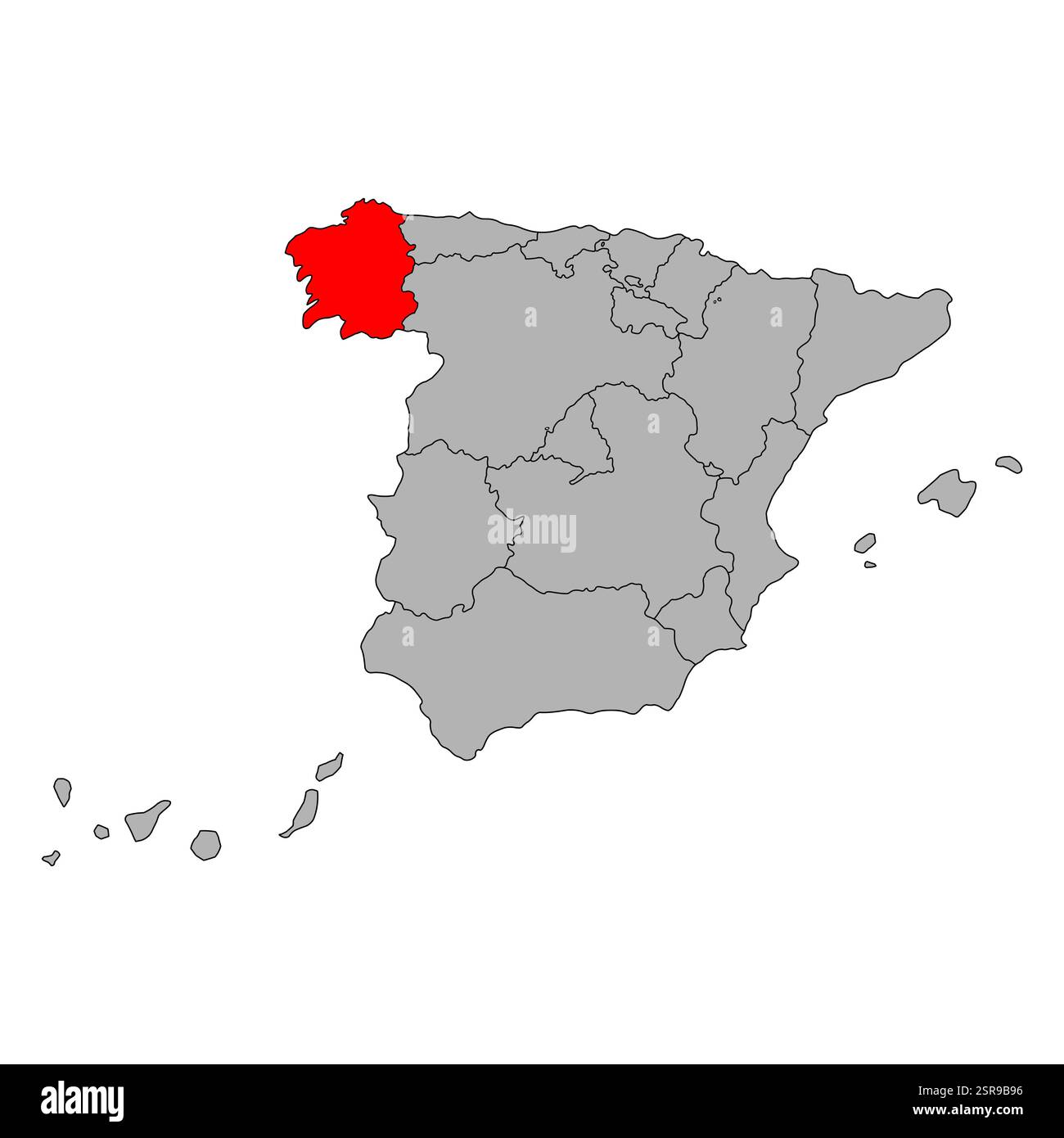 Galicia of Spain map symbol shape, travel web flat vector illustration ...