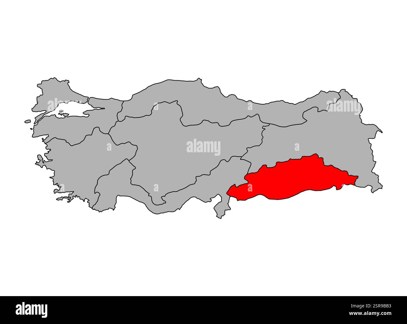 Southeastern Anatolia Region of Turkey map symbol shape, travel web ...