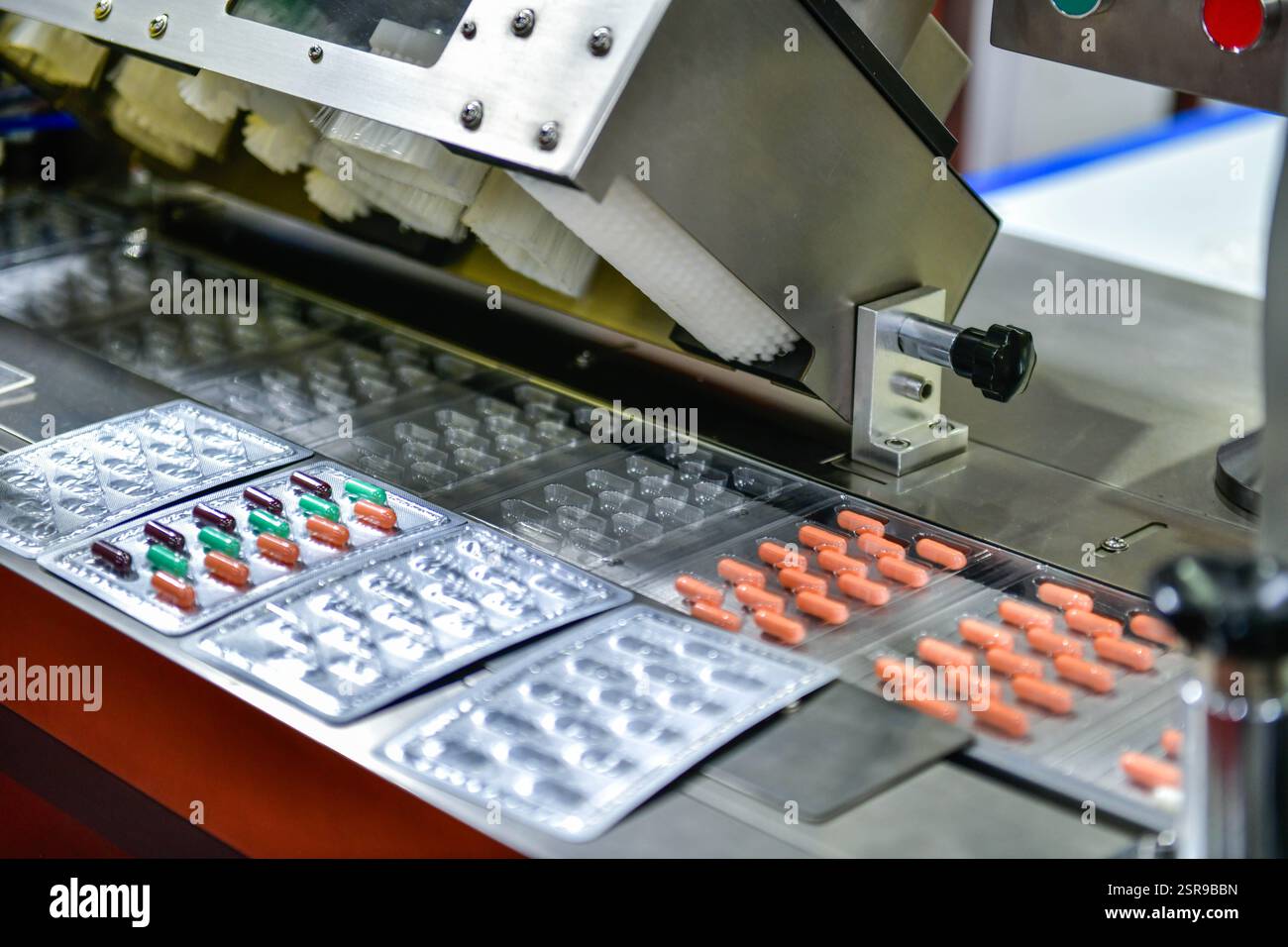 Capsule medicine pills during production line and packing process on ...