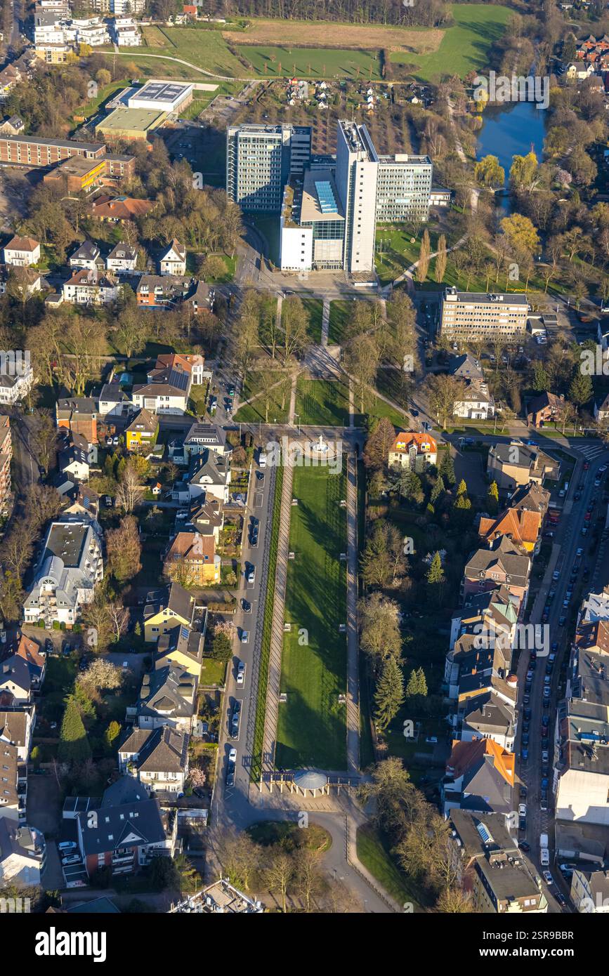 Aerial view, OString park and Otto-Krafft-Platz with a view of the Hamm ...