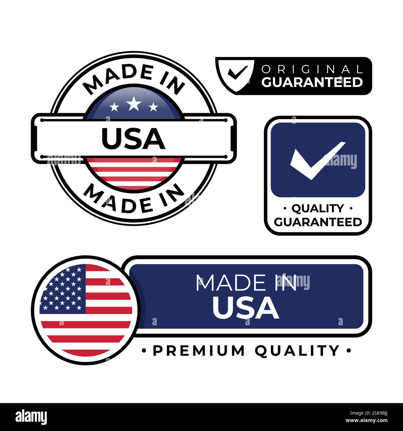 Badge bundle made in United States label icon emblem isolated on white ...