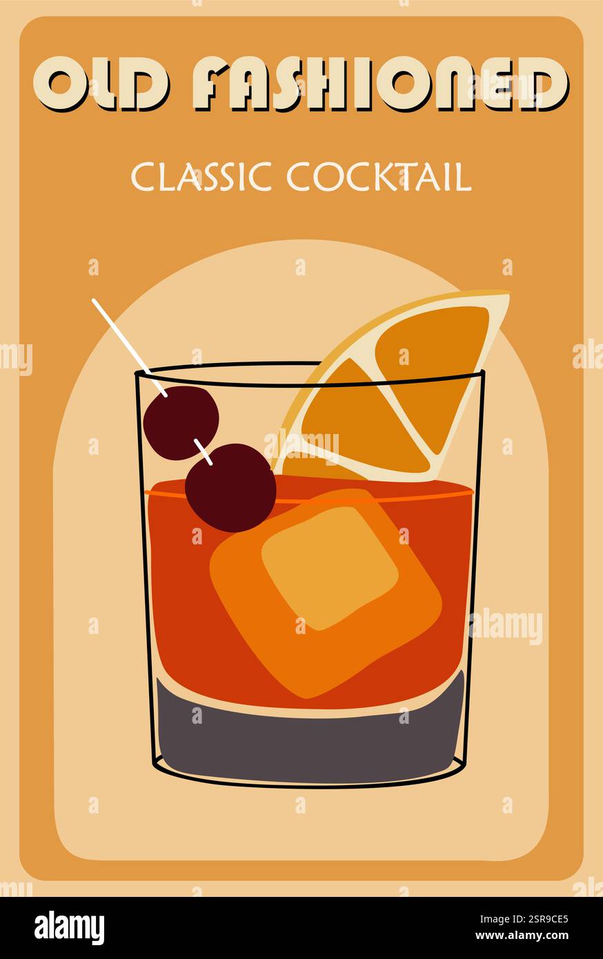 Old Fashioned Popular Cocktail retro poster art Stock Vector Image ...