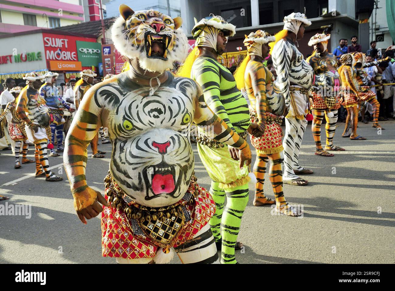 Pulikali Tiger Dance procession, Onam festival, Thrissur, Kerala, India ...