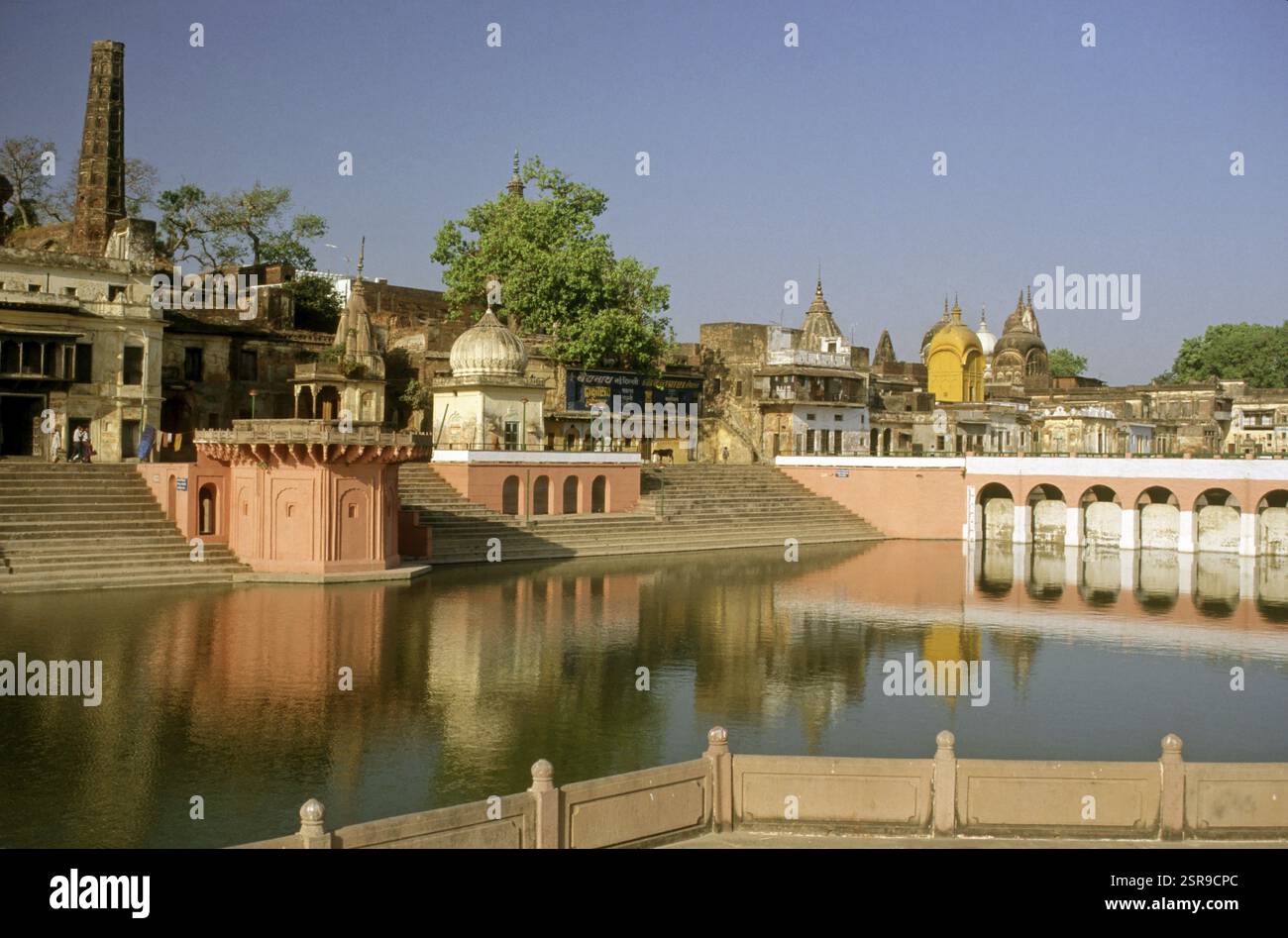 Temples and bathing ghat at Ayodhya, Uttar Pradesh, india Stock Photo ...