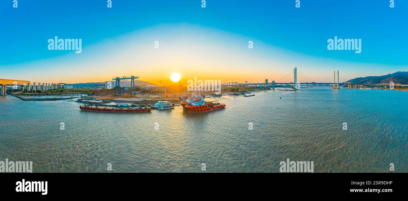 Scenery of Minjiang River wharf in Fuzhou, Fujian Province, China Stock ...