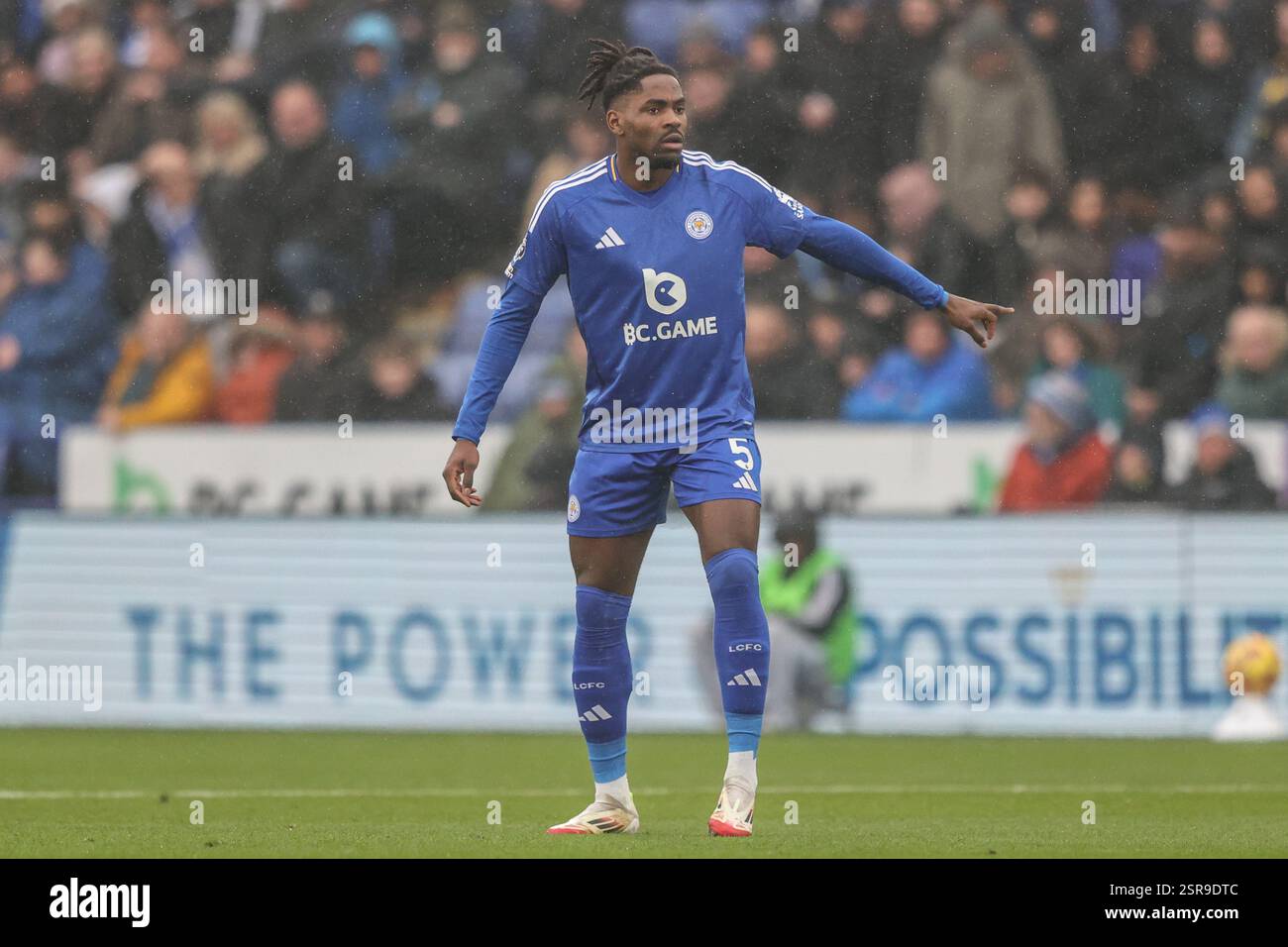 Leicester, UK. 15th Feb, 2025. Caleb Okoli of Leicester City during the ...