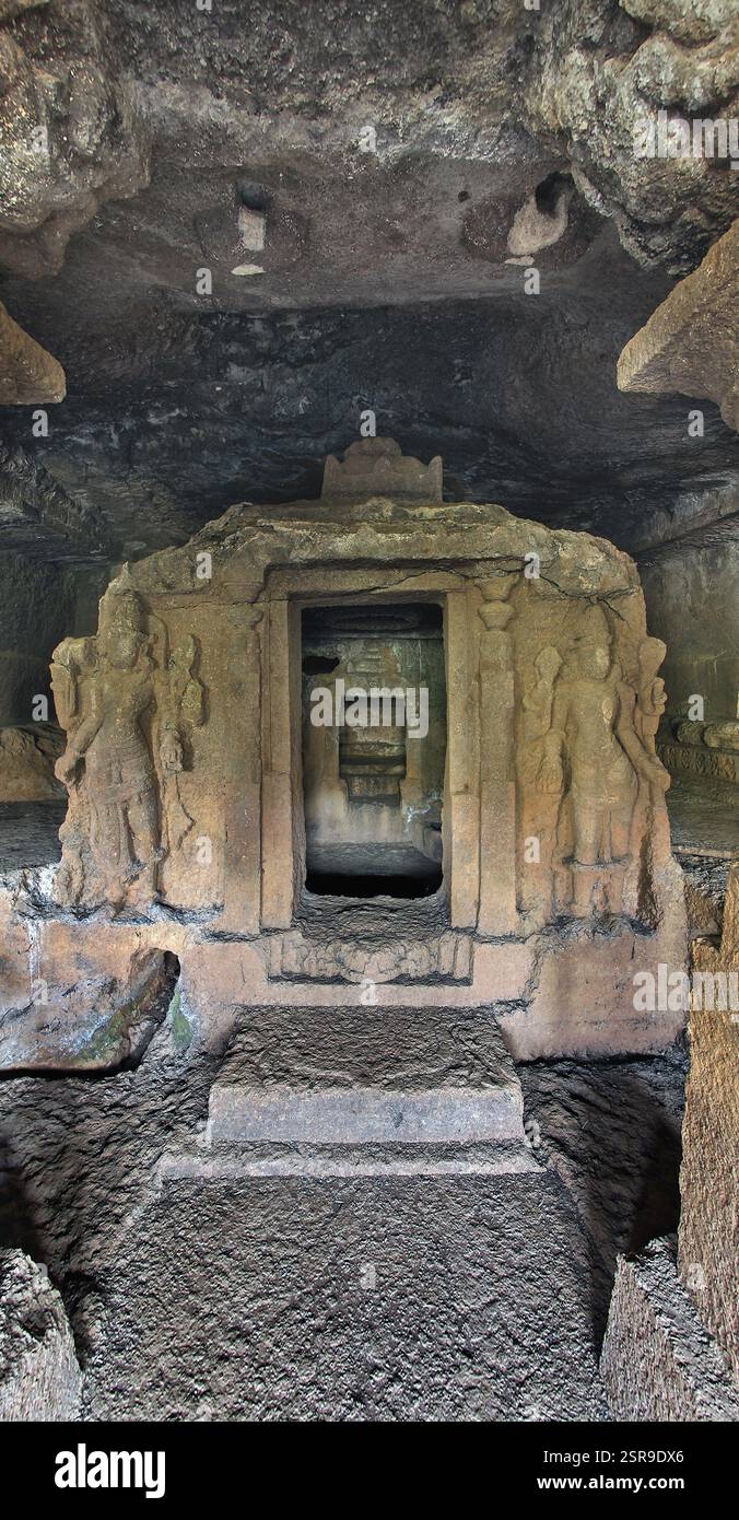 Inside view showing garbha griha with dwarpal of cave number nineteen ...