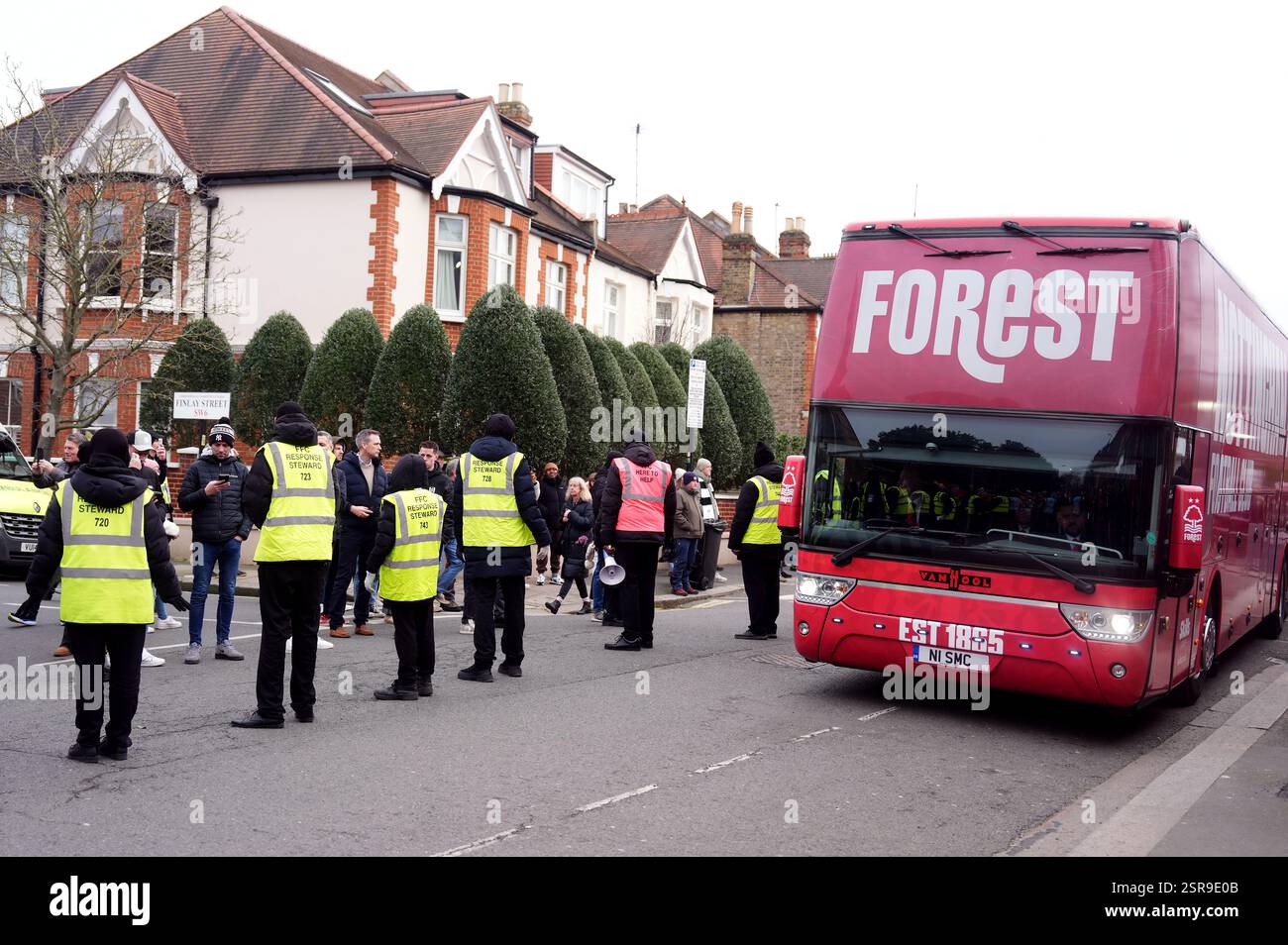 The Nottingham Forest team coach arrives at the ground ahead of the ...