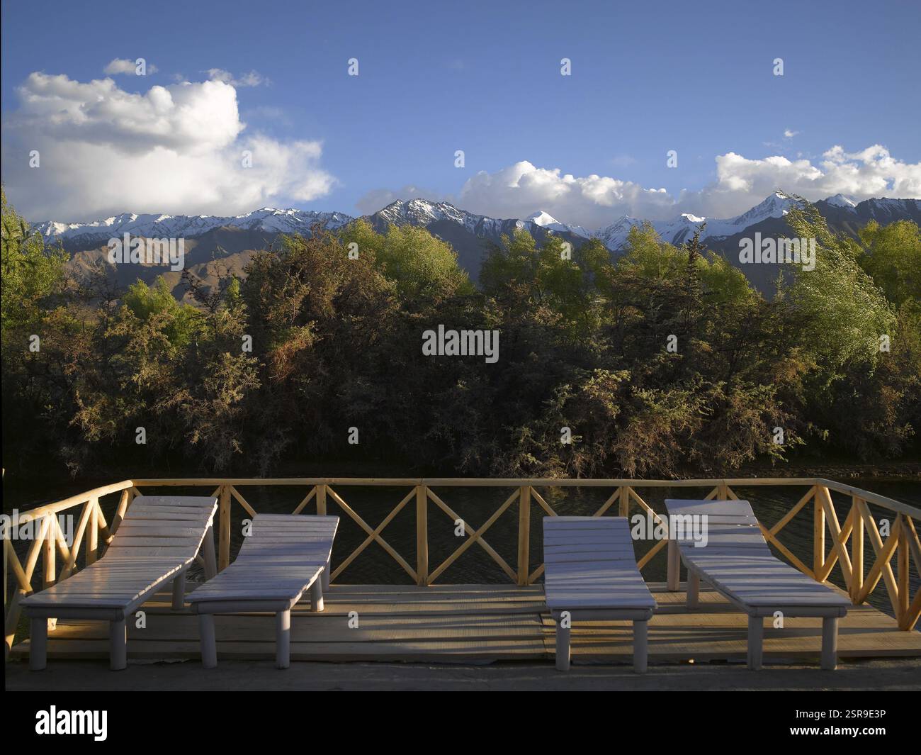 Deck chairs in hotel leh, ladakh, Jammu and Kashmir, India, Asia Stock ...