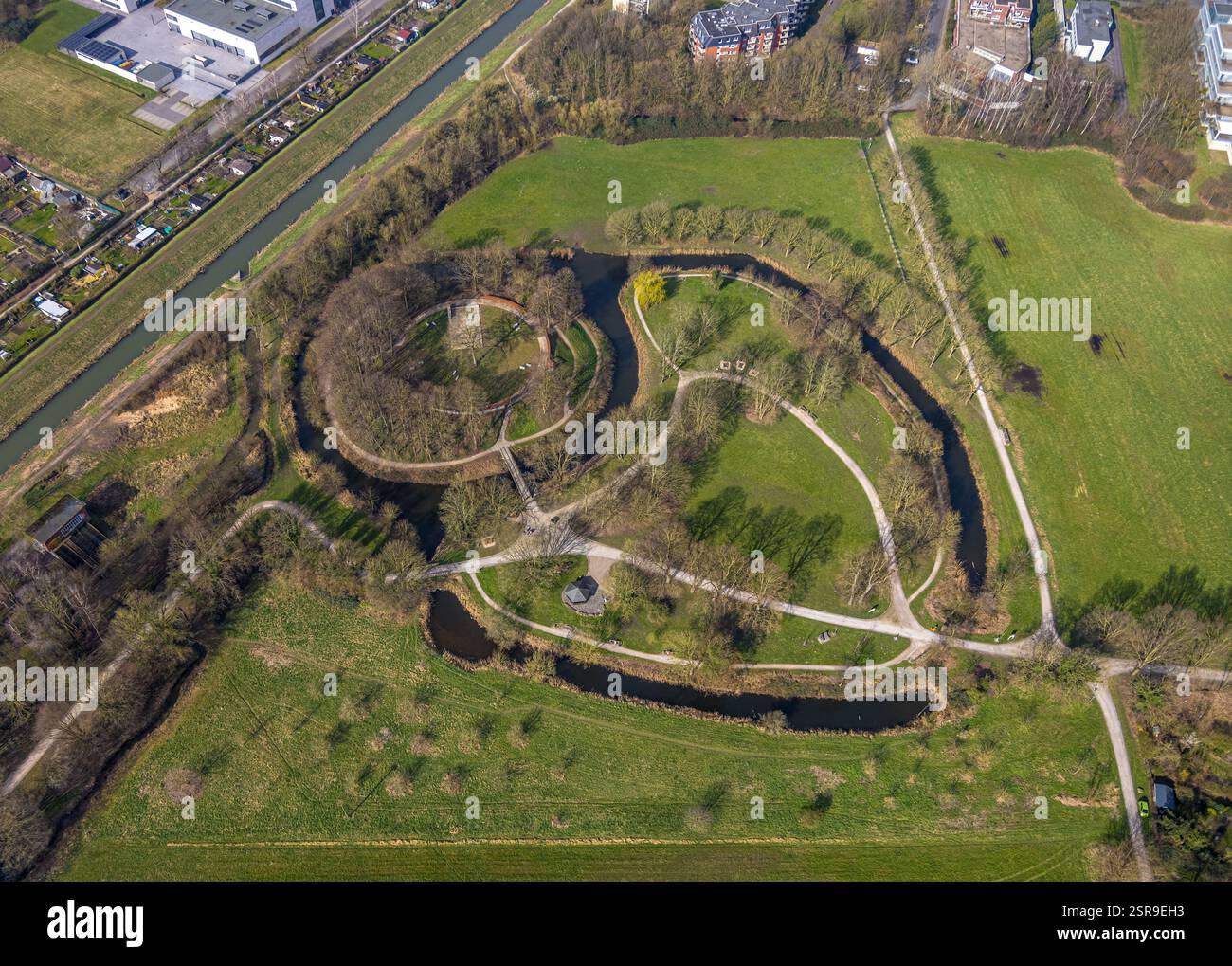 Aerial view, Marker Burghügel, Burg Mark, sight, monument cultural ...
