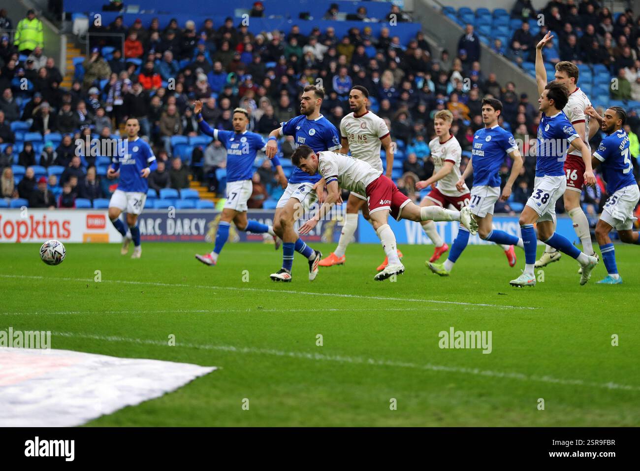 Cardiff, UK. 15th Feb, 2025. Jason Knight of Bristol city scores his ...
