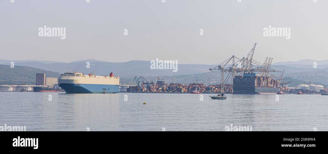 Panoramic view of the port and container terminal of Koper at Istrian ...