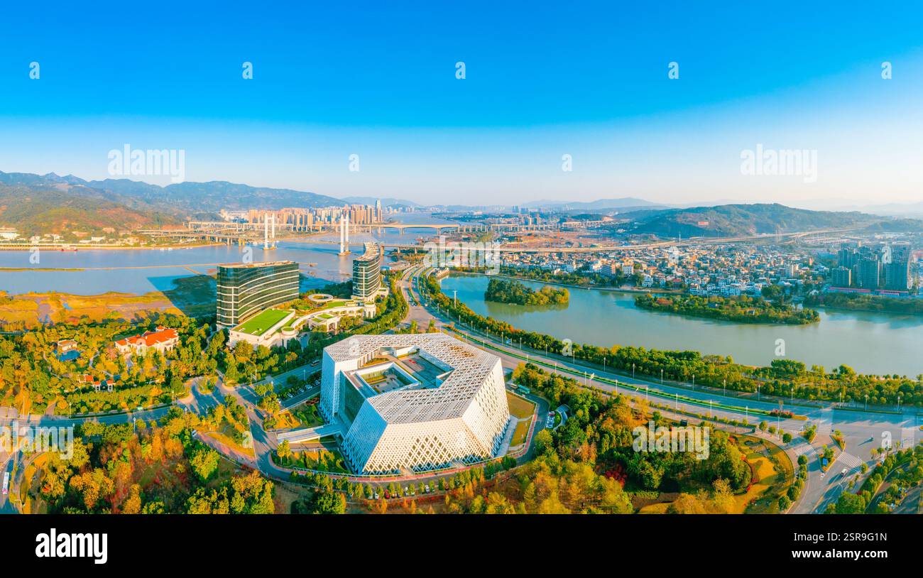 Aerial photography of the suburbs of Fuzhou, Fujian Province, China ...