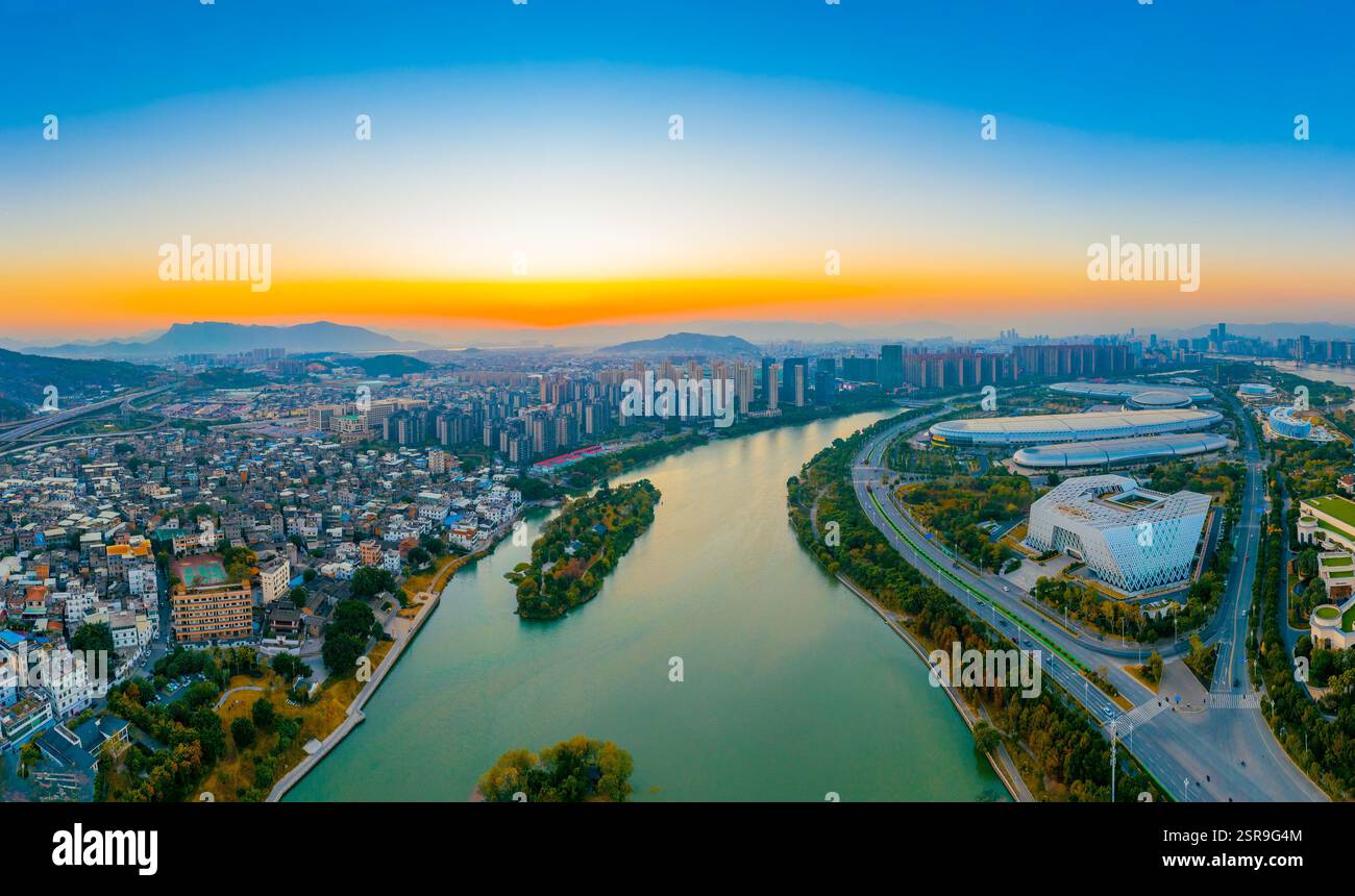 Aerial photography of the suburbs of Fuzhou, Fujian Province, China ...