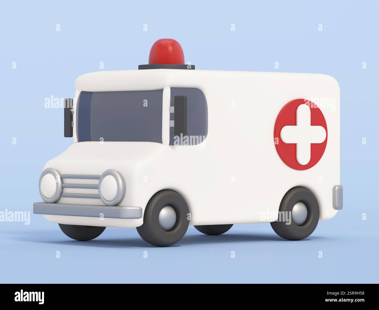 Cartoon ambulance isolated on blue background. 3D illustration Stock ...