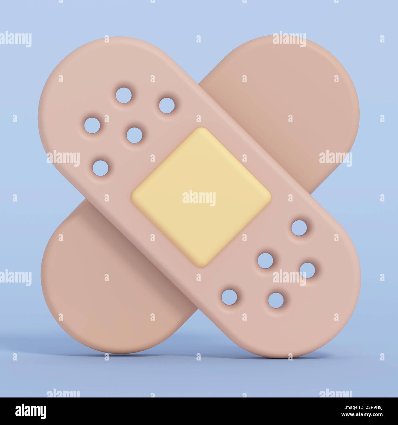 Cartoon adhesive plasters isolated on blue background. 3D illustration ...