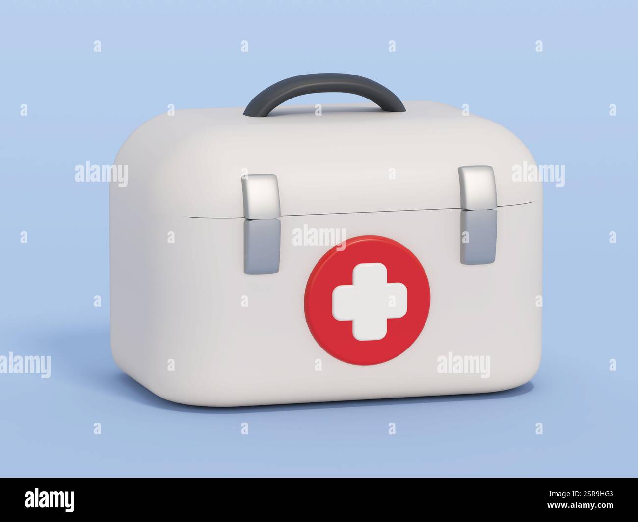 Cartoon first aid kit isolated on blue background. 3D illustration ...