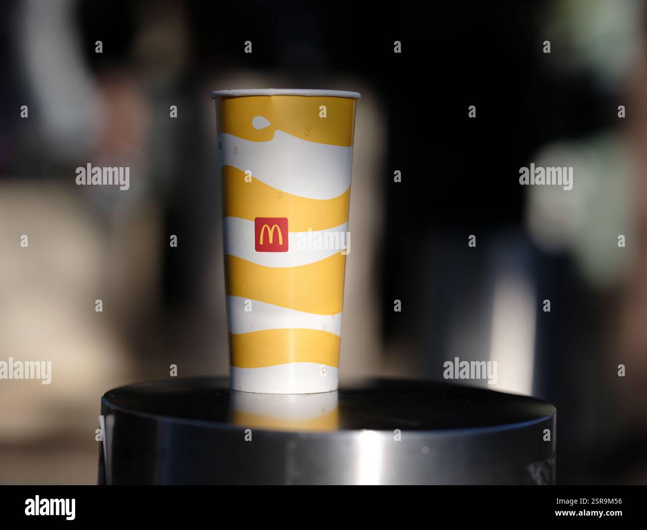Helsingborg, Skåne, Sweden. February 14 2025. A McDonalds paper cup ...