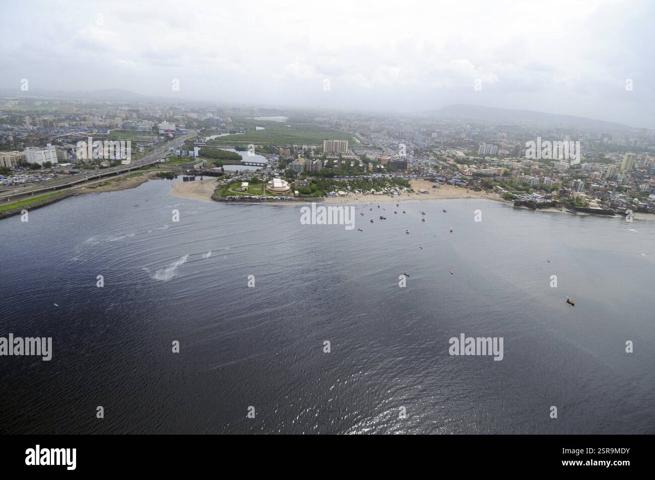 Aerial view of mahim causeway, Bombay Mumbai, Maharashtra, India, Asia ...