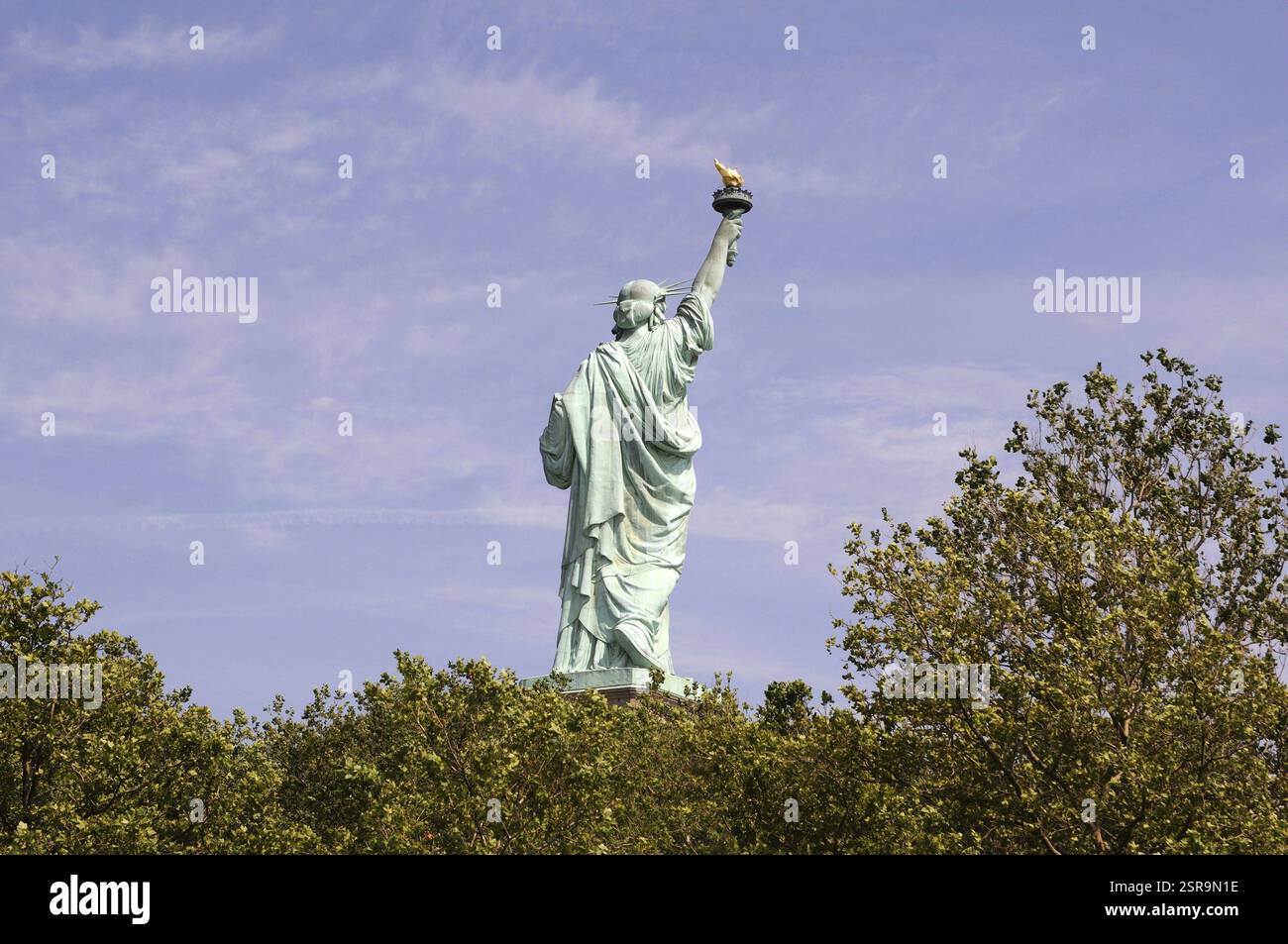Back view of statue of liberty, New Jersey, New York, USA United States ...