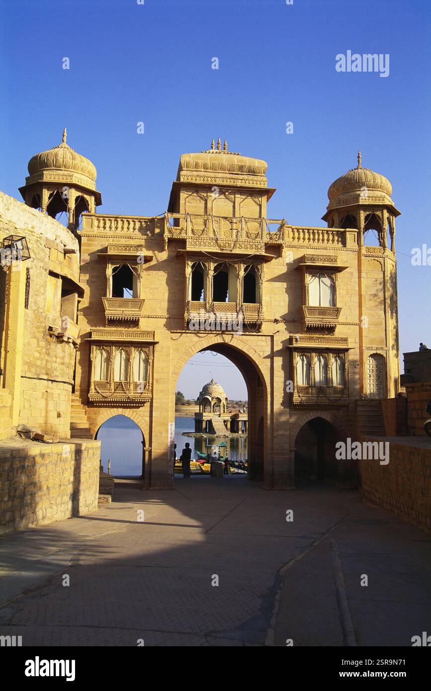 Entrance gate of Gadisagar lake, Jaisalmer, Rajasthan, India, Asia ...
