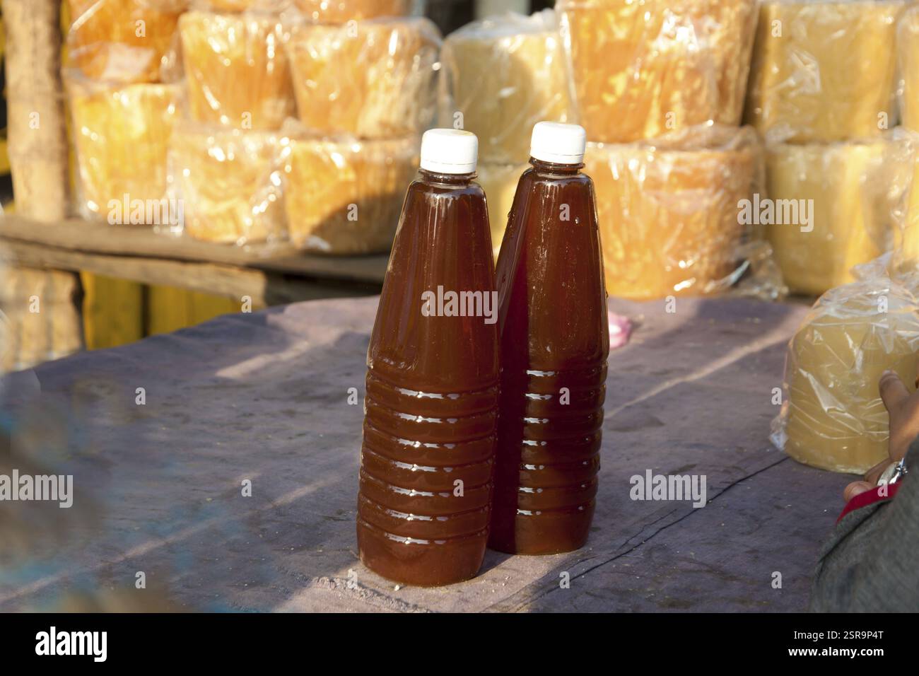 Fresh Molasses bottles, Sugarcane factory, Sangli, Maharashtra, India ...