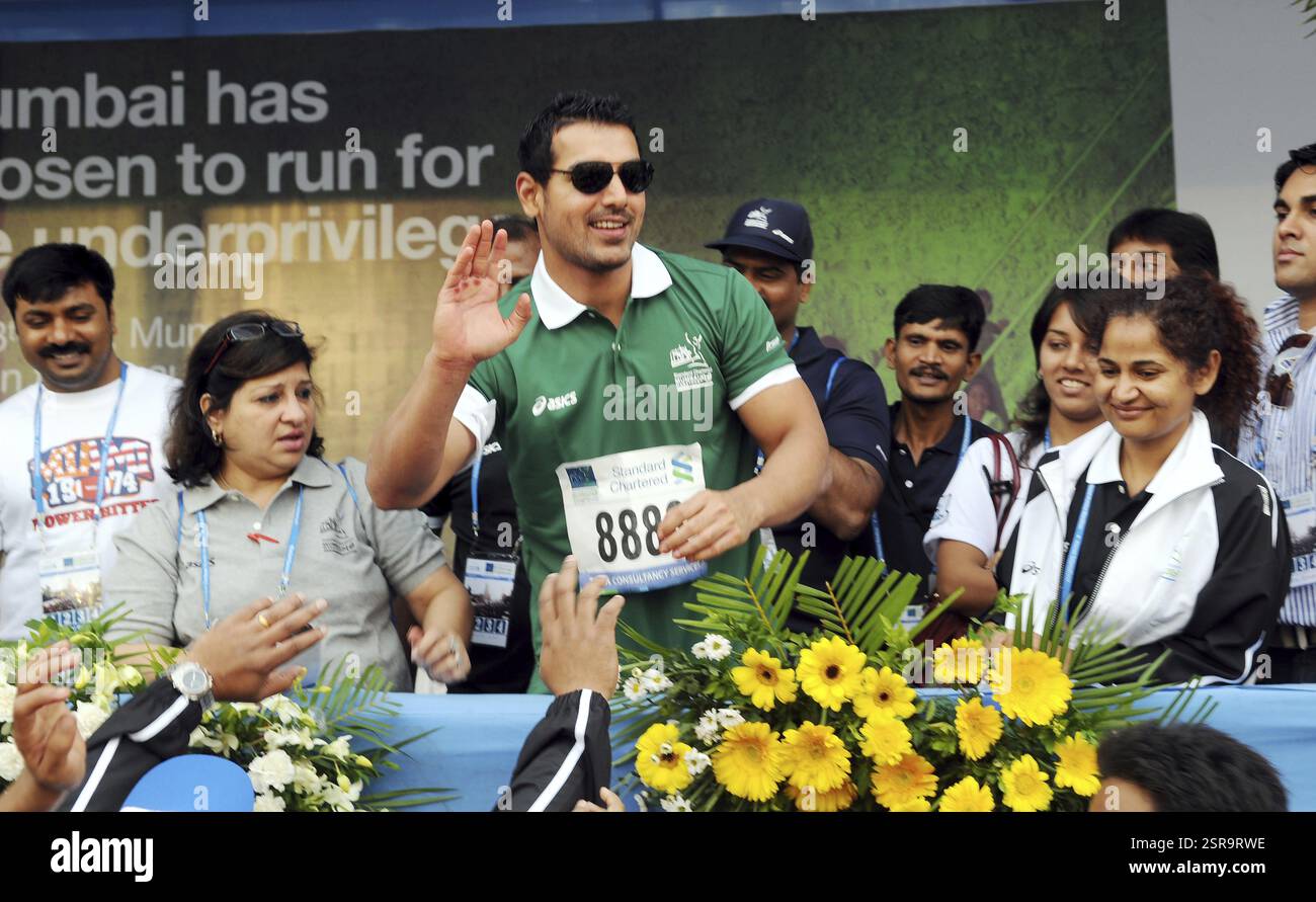 Indian Bollywood Hindi film actor john Abraham in marathon, Mumbai ...
