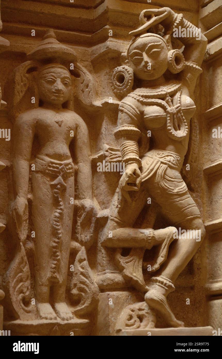 Woman dancing sculpture on Jain temple, jaisalmer, Rajasthan, India ...