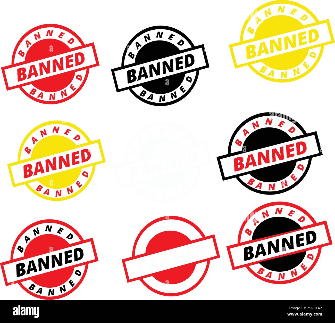 Grunge red banned rubber seal hi-res stock photography and images - Alamy