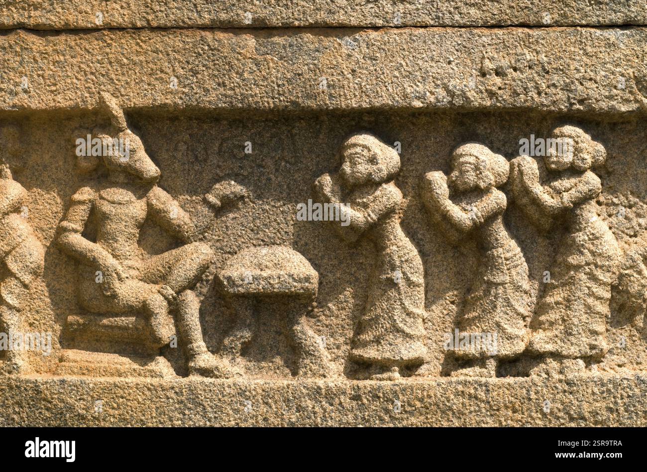 Royal queens of Dasaratha in front of Sage Rishyasringa sculptures on ...
